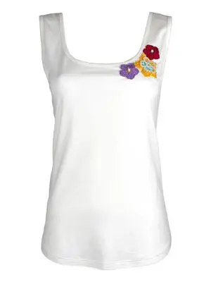 LALIPOP DESIGN Tank Top With Crochet Patches - White
