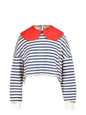 IOANA CIOLACU Striped Sweatshirt With Contrast Collar - Blue/white