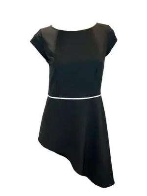 SNIDER Asymmetrical Tech Fabric Shirt - Black/white