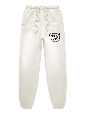 X ILONA BLUE Neutrals Graffiti Teddy Bear Joggers - Black