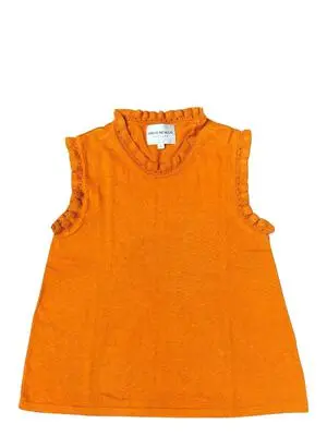 LINDSAY NICHOLAS NEW YORK Frill Crewneck Shell - Orange