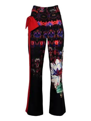 LALIPOP DESIGN Bow Detailing Panelled Wide-leg Pants - Black