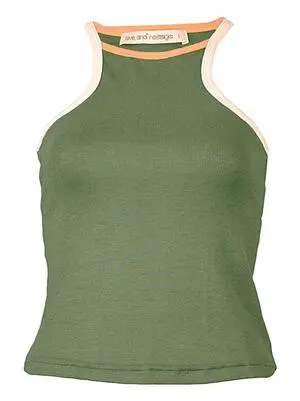 LOVE AND NOSTALGIA Rib Singlet With Racer Back - Green