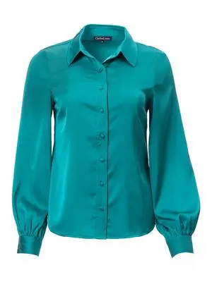 CARLOSLINES Button Down Long Sleeve Shirt - Green