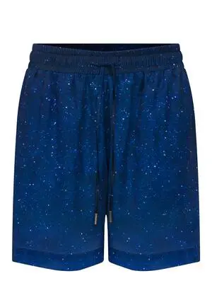 JE TE VEUX Night Sky Printed Drawstring Shorts - Blue