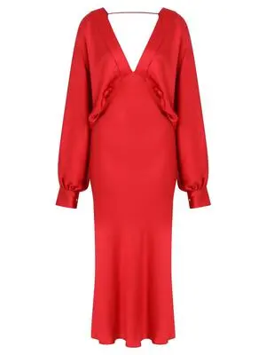 NAZLI CEREN Mila Satin Dress - Red