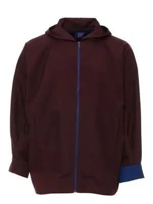 MOE Name' Zip Hooded Jacket With Contrasting Cuff - Red