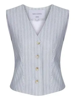 NAZLI CEREN Lyra Cotton Waistcoat - Blue