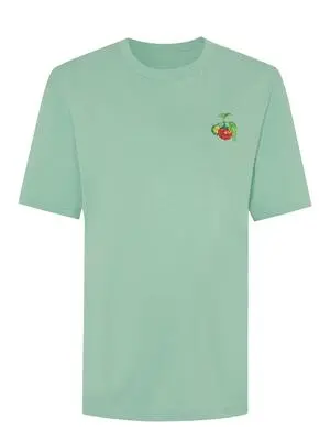 INGMARSON Organic Cotton T-shirt With Tomato Embroidery - Green