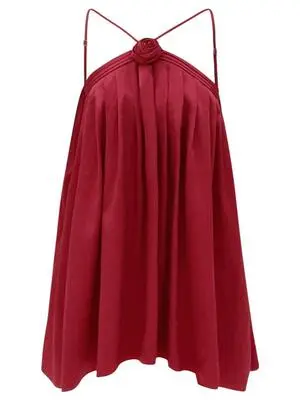 NUAJE NUAJE Lily Rosette Silk Mini Dress - Red