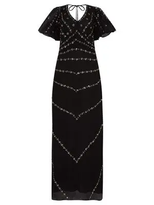 ROSE & NANCY Sequin Maxi Dress - Black