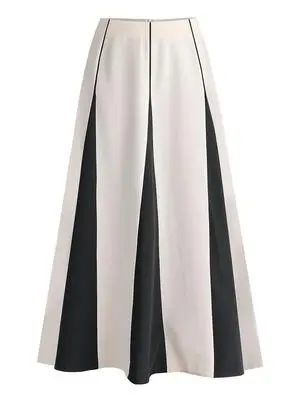 PAISIE Maxi Skirt With Contrast Panel Detailing - Black