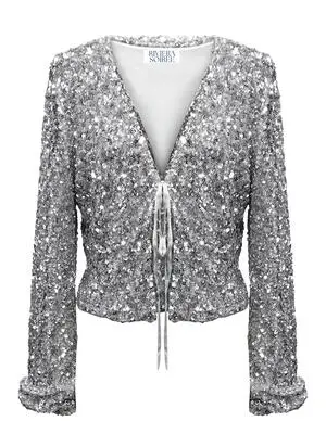 RIVIERA SOIRÉE Joyce Sequins Tie-front Jacket - Silver