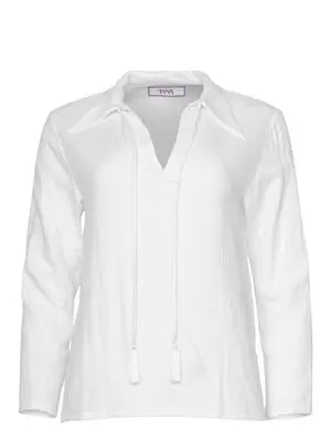 TIGER AND THE MONKEY The Donna Triple Cotton Gauze V-Neck Shirt