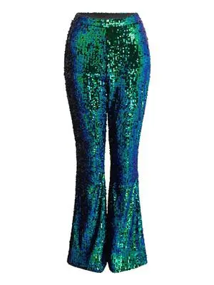 SOUR FIGS Sequin Flared Trousers - Green/blue