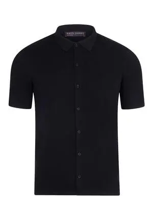 PAUL JAMES KNITWEAR Cotton Short Sleeve Marshall Shirt - Black