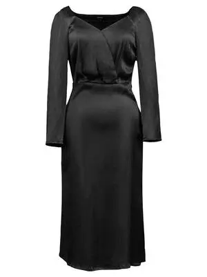 SMART AND JOY Heart Cleavage Satin Dress - Black