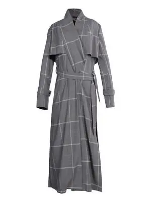 SMART AND JOY Tartan Long Coat - Grey
