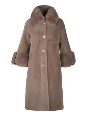 SANTINNI Hayworth Wool & Faux Fur Coat - Grey