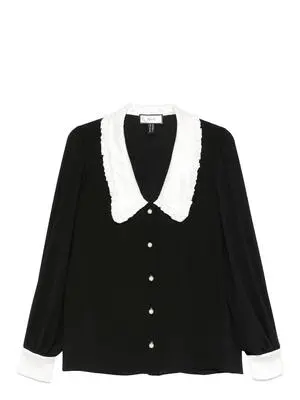NISSA Pearl-detail Button-down Shirt - Black