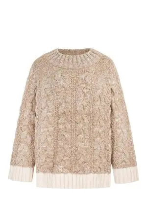 CARA & THE SKY Cable Knit High Neck Jumper