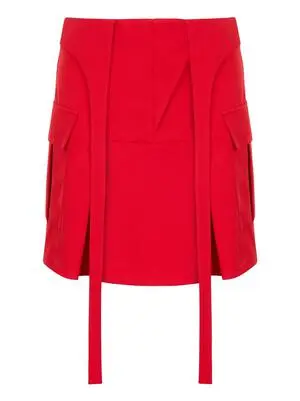 MAYAMU Holbe Pleated Mini Skirt With Cargo Pockets - Red