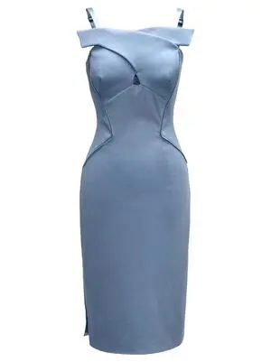 SMART AND JOY Cross-heart Bustier Dress - Blue