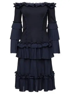 VASILIKI ATELIER Hebe Milano Midnight Tiered Dress - Blue