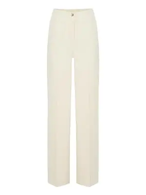 EXQUISE High Waist Wide Leg Pants - Beige