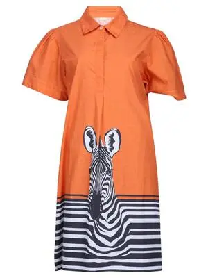 ISLAPAYAL Athena Midi Shirt Dress - Orange