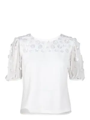 ROSE & NANCY Selene Pearl Sequin Vest - White