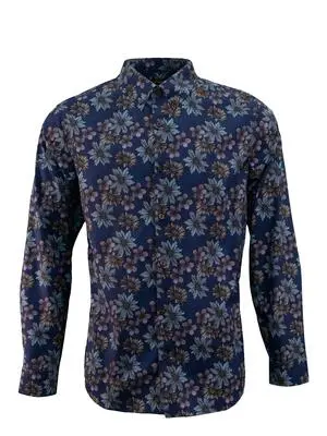 LORDS OF HARLECH Morris Italian Floral Shirt Navy - Blue
