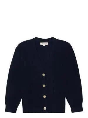 ELLSWORTH + IVEY Lilah V-Neck Knit Cardigan Blue