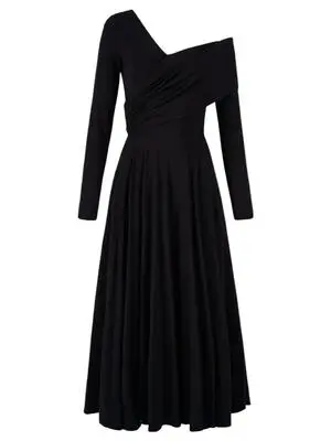 ALINA CERNATESCU Brandy Midi Off-shoulder Cocktail Dress - Black