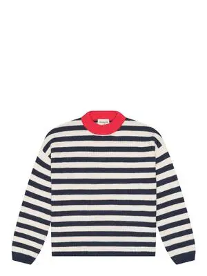 ELLSWORTH + IVEY Sadie Striped Crewneck Sweater Blue