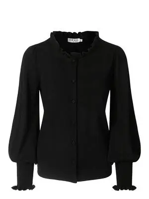 TIRILLM Marte Feminin Cardigan With Ruffles - Black