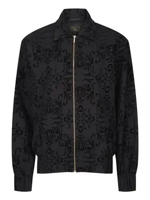 ISHA'S TIMELESS Vintage Velvet Bomber Jacket - Black