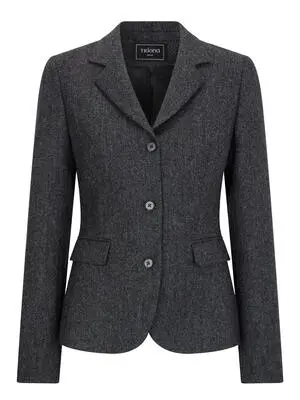TRIONA Orla Double Vent Tweed Jacket - Grey/black