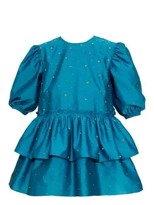 KAROLINA OZOLINSIUTE Embellished Puff Sleeve Top - Blue