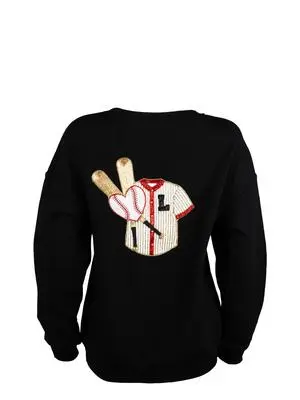 LAINES LONDON Embellished Baseball Sweatshirt - Black