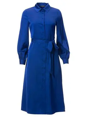 CARLOSLINES Button-down Long Sleeve Shirt Dress - Blue