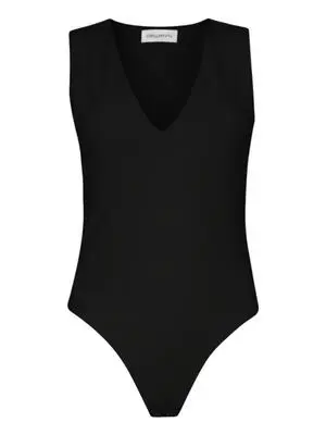CIRCULAR PATH V-neck Bodysuit - Black