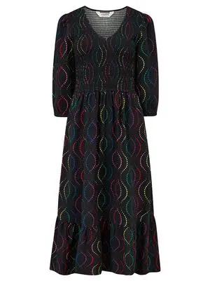SUGARHILL BRIGHTON Magdalene Shirred Midi Dress - Black