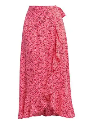 RUMOUR LONDON Stella Ruffled Wrap Maxi Skirt - Red