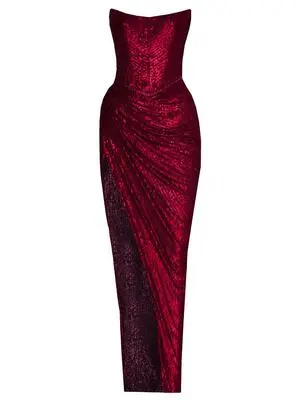 ANGELIKA JOZEFCZYK Sequin Corset Evening Gown - Red/purple