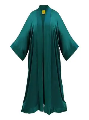 JANARA JONES Deep Satin Long Abaya Kaftan - Green