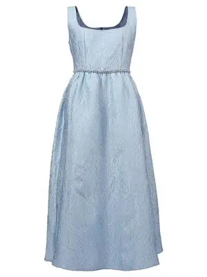 SMART AND JOY Fit-and-flare Textured Jacquard Dress - Blue