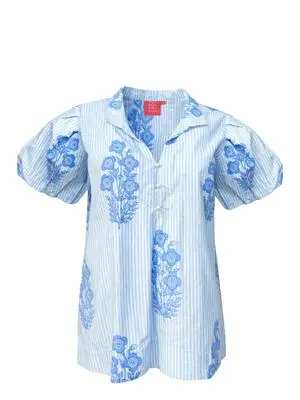 JUST DARVINY Virginia Bouquet Top - Blue