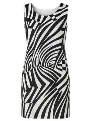 CONQUISTA Zebra Print Shift Dress - Black