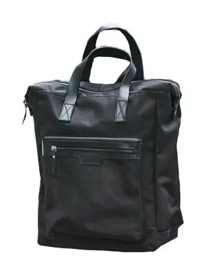 VIDA VIDA Leather Trim Top Zip Backpack - Black
